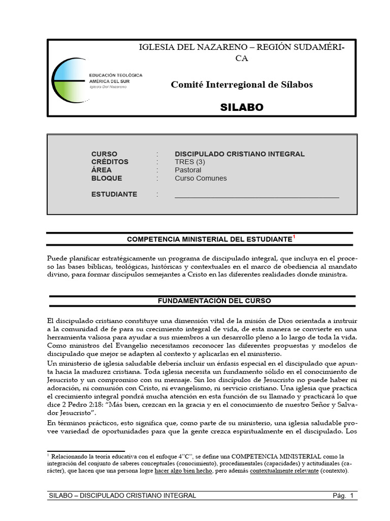 Curso de Discipulado Cristiano Integral | PDF | Evaluación | Iglesia ...
