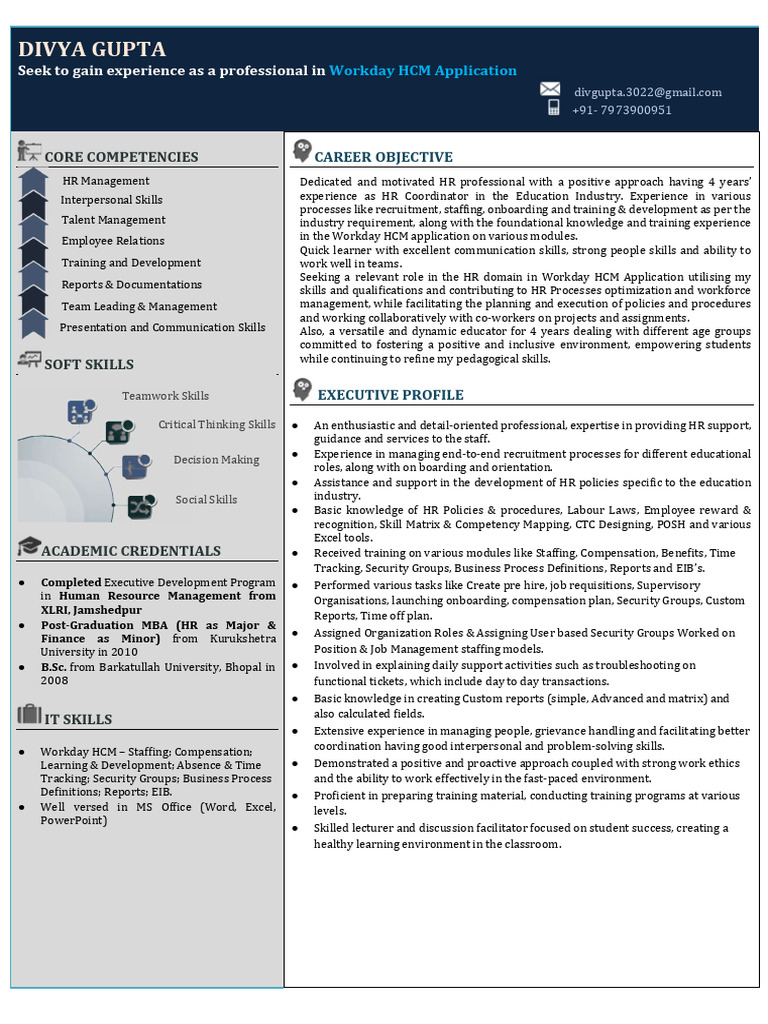 Resume-Divya Gupta-Wd HCM'23 | PDF | Human Resource Management | Business