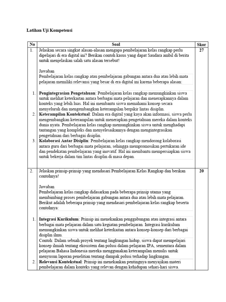Latihan Uji Kompetensi 1 PKR | PDF | Seni