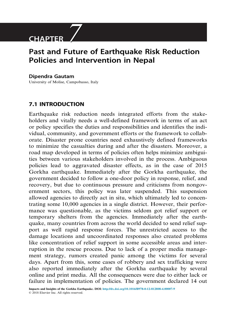 Nepal's Earthquake Risk Reduction Policies | PDF | Disaster Risk ...