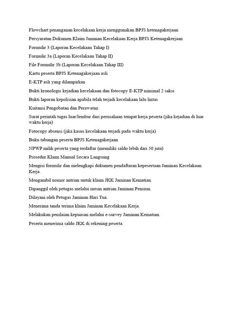 Flowchart Penanganan Kecelakaan Kerja Menggunakan BPJS Ketenagakerjaan ...