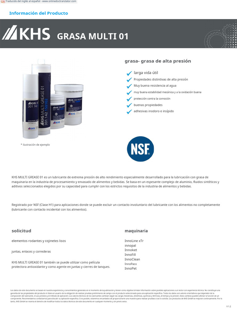 KHS MULTIGREASE 01.en - Es | PDF | Lubricante | Materiales