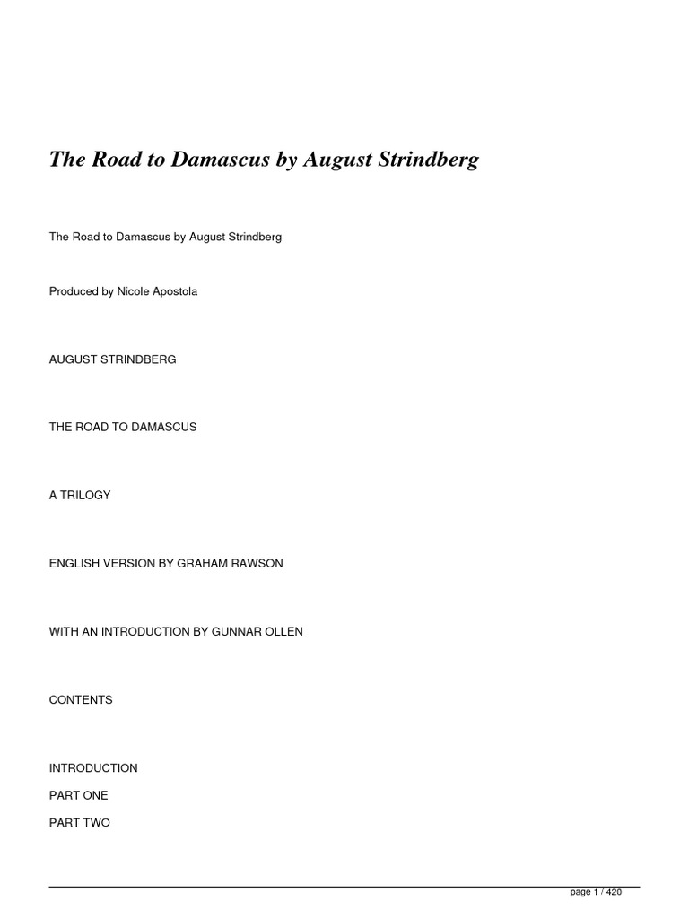 Strindberg's Journey in The Road to Damascus | PDF | Paul The Apostle