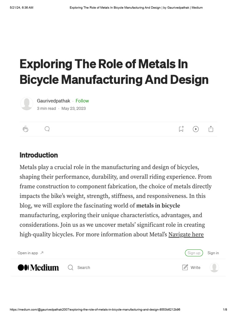 Exploring The Role of Metals in Bicycle Manufacturing and Design - by Gaurivedpathak - Medium ...