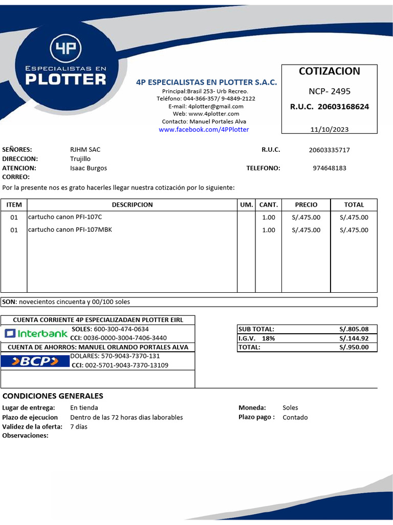 RJHM Cartuchos Canon | PDF