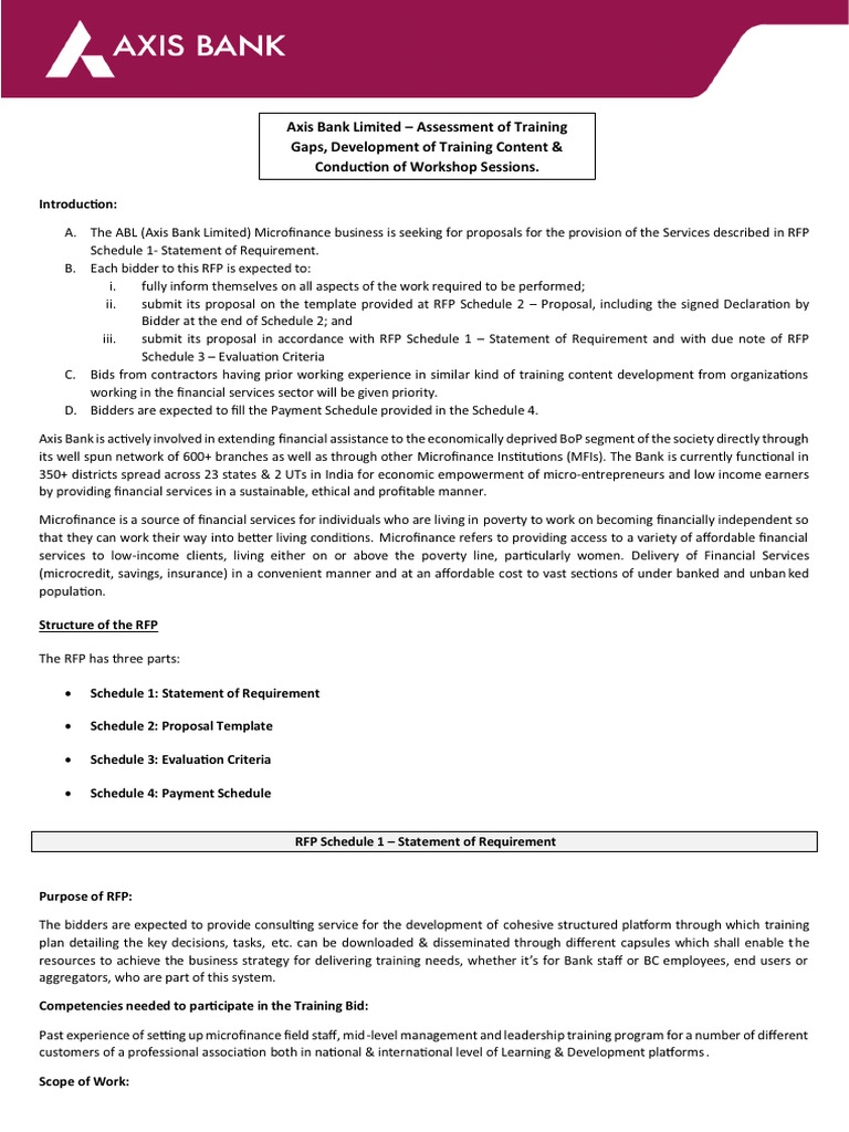Training and Development | PDF | Microfinance | Request For Proposal