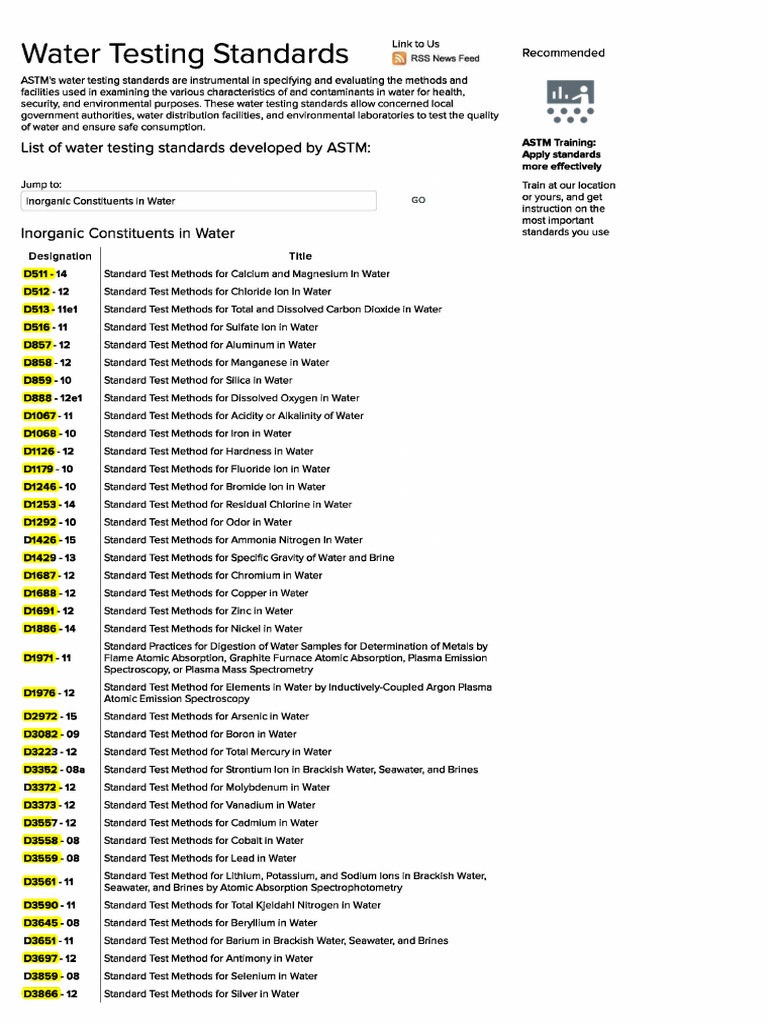 Water Testing Standards Guide | PDF | Water | Atomic Absorption ...