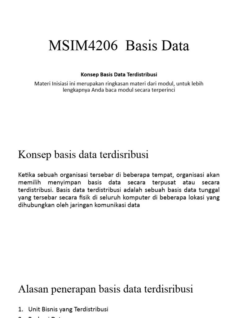 AK10 - Konsep Basis Data Terdistribusi | PDF AK10 - Konsep Basis Data Terdistribusi | PDF