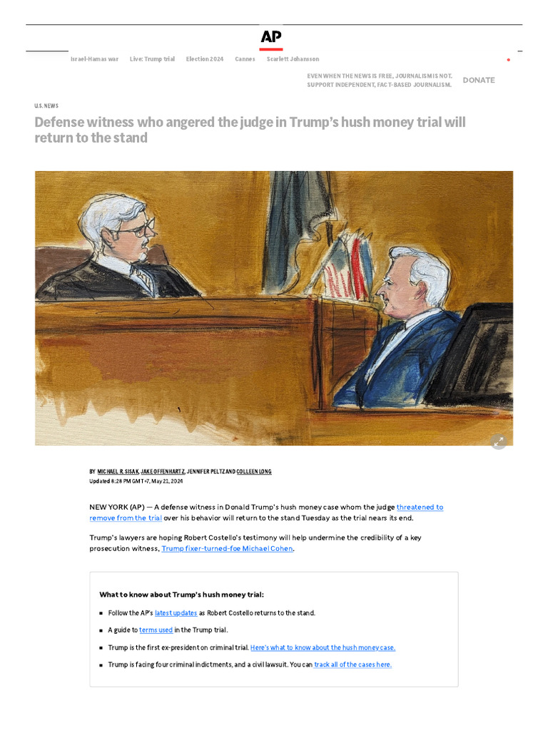 Trump Hush Money Trial: Key Witness Returns | PDF | Donald Trump ...
