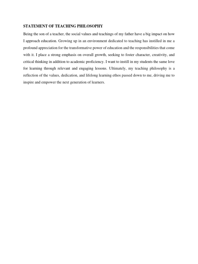 Statement On Teaching Philosophy of Alindo Chowdhury | PDF | Wellness ...