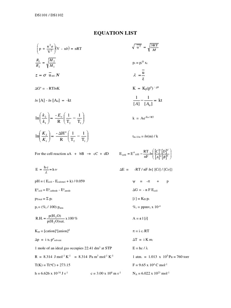 Equation List Spectro&Periodic Table | Download Free PDF | Organic ...