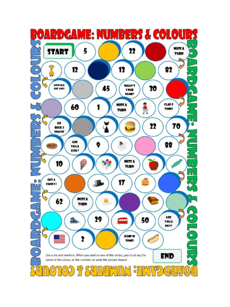 Board Game, numbers and colours | PDF