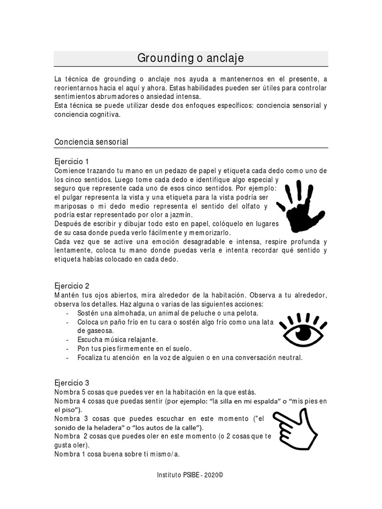 Técnicas de Grounding para Ansiedad | PDF