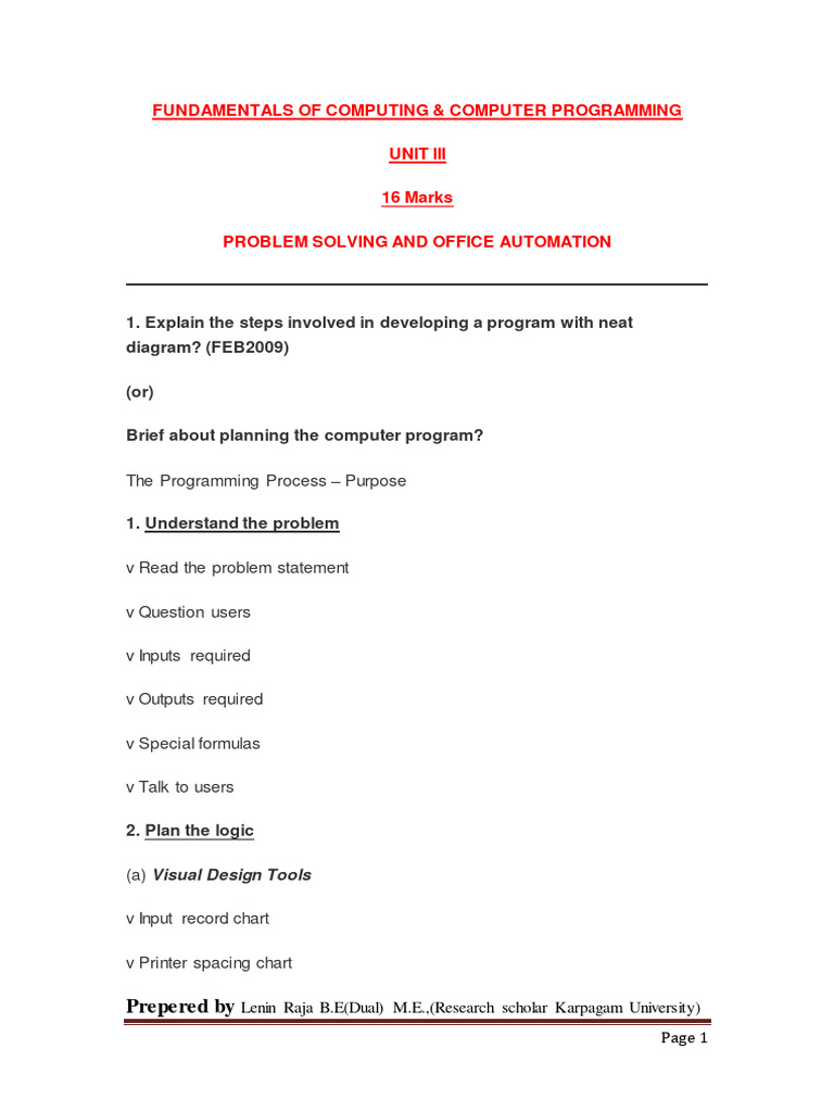 Fundamentals of Computer Programming | PDF | Algorithms | Computer Program