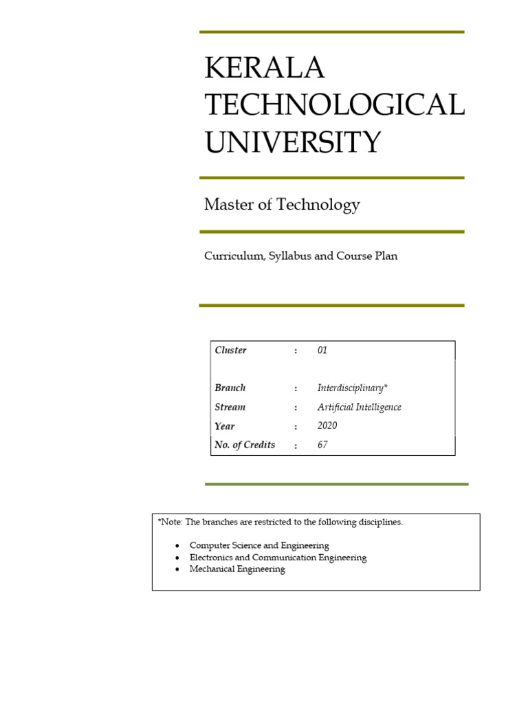 MTech AI Syllabus 2020 | PDF | Eigenvalues And Eigenvectors | Machine Learning