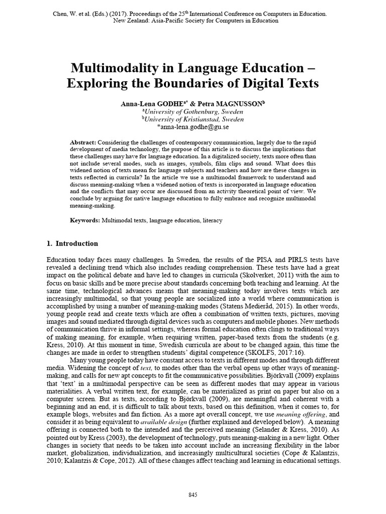 Multimodality in Language Education - Exploring The Boundaries of ...