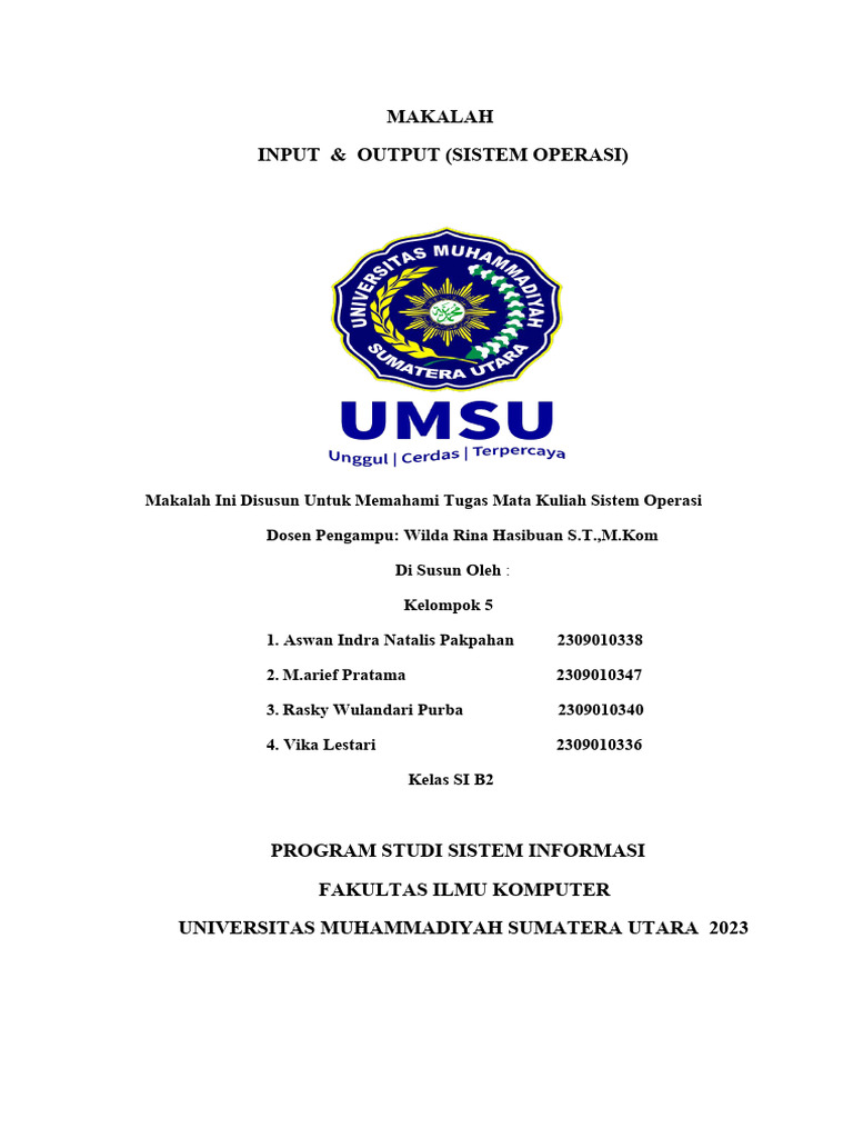 Input Output Sistem Operasi | PDF | Komputer | Teknologi & Rekayasa