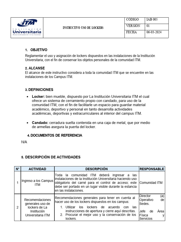 Instructivo Uso de Lockers | PDF
