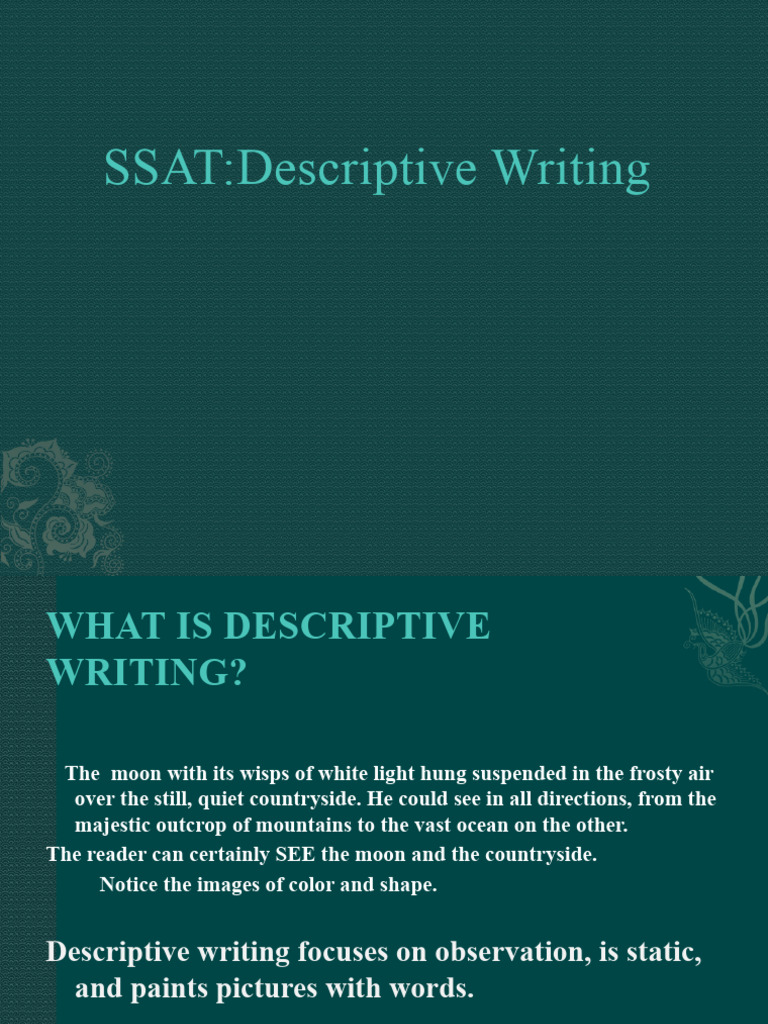 2.0 SSAT Descriptive Writing | PDF | Odor | Taste