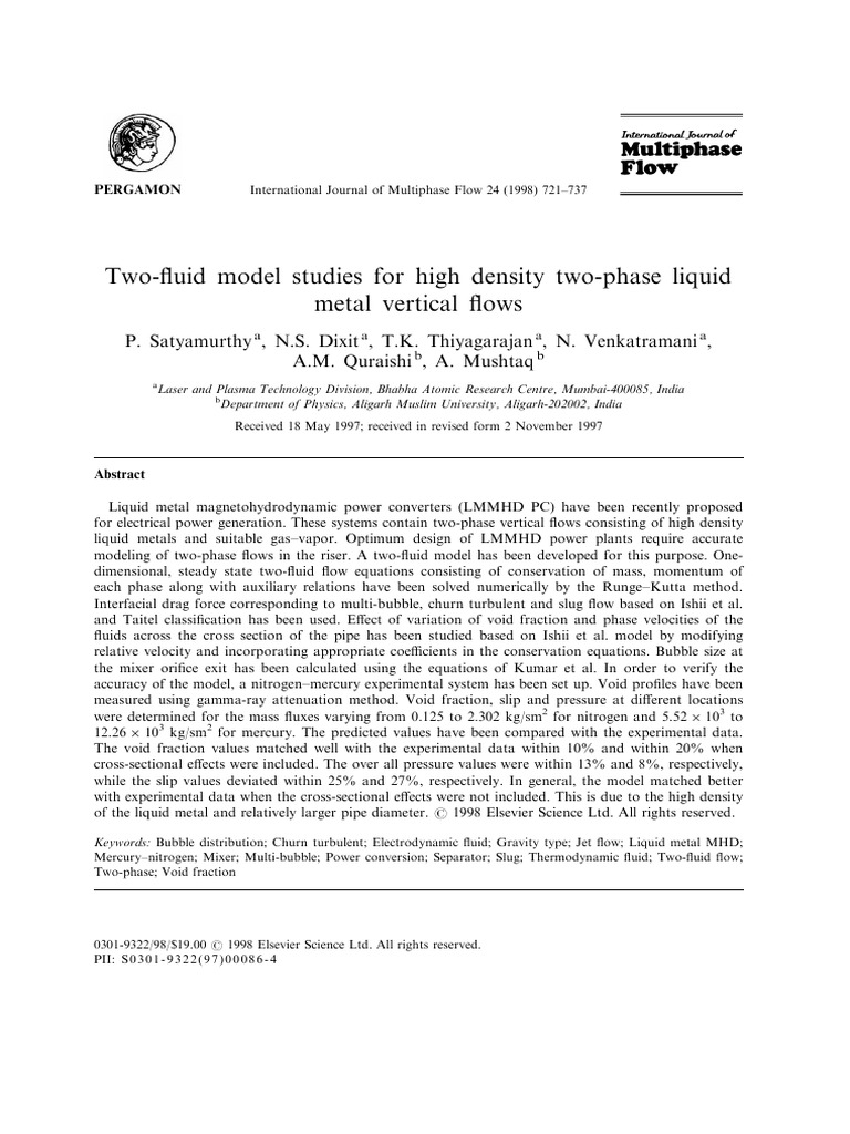 Two-Fluid Model Studies For High Density Two-Phase Liquid Metal ...