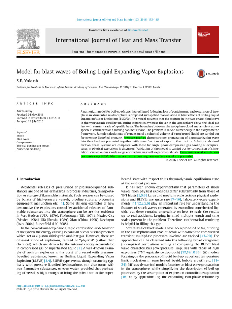 Model for blast waves of Boiling Liquid Expanding Vapor Explosions | PDF | Explosion | Liquids