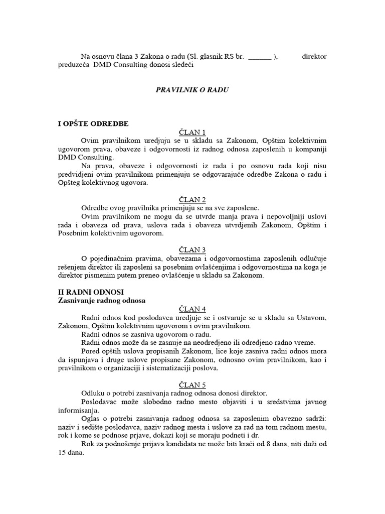 Pravilnik - Model | PDF