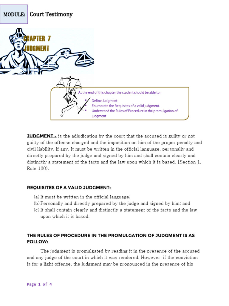 Chapter 7 - Judgment | PDF | Judgment (Law) | Bail