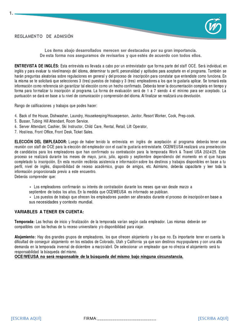 Admision Oce 2024 | PDF | Hotel