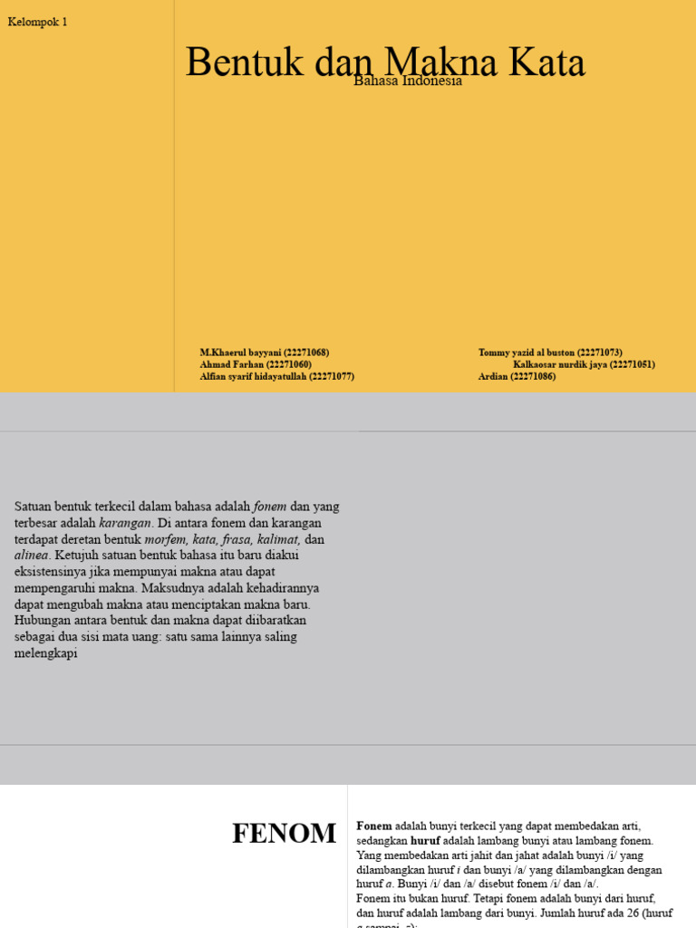 Bentuk Dan Makna Kata | PDF | Seni & Disiplin Bahasa | Kajian Bahasa Asing