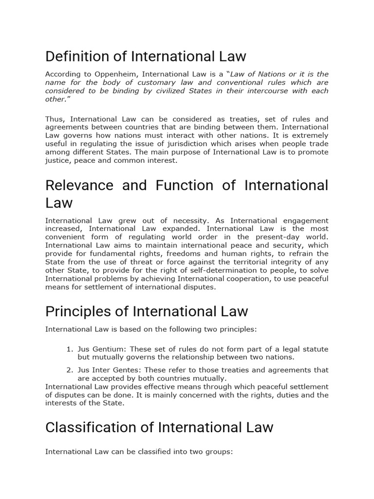 Definition of International Law | PDF | International Law | Treaty