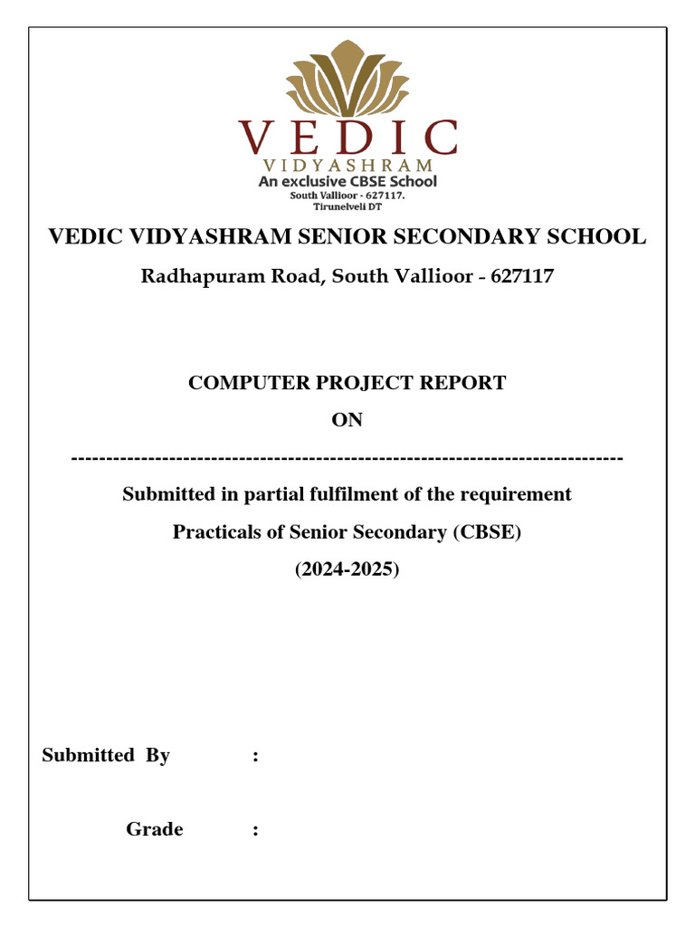 XII CS PROJECT FILE first 5 pages(24-25) | PDF | Computing XII CS PROJECT FILE first 5 pages(24-25) | PDF | Computing