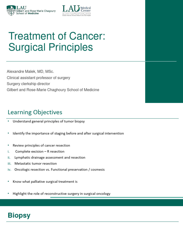 Treatment of Cancer Surgical Principles | PDF | Biopsy | Cancer