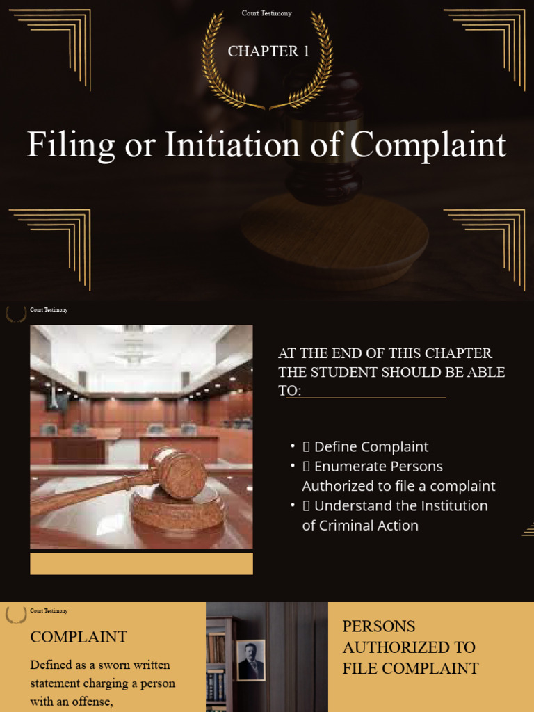 Chapter 1 Filing or Initiation of Complaint | PDF | Complaint | Prosecutor