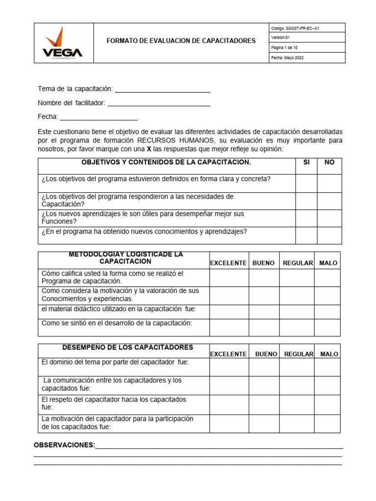 Evaluacion A Capacitadores | PDF | Negocios