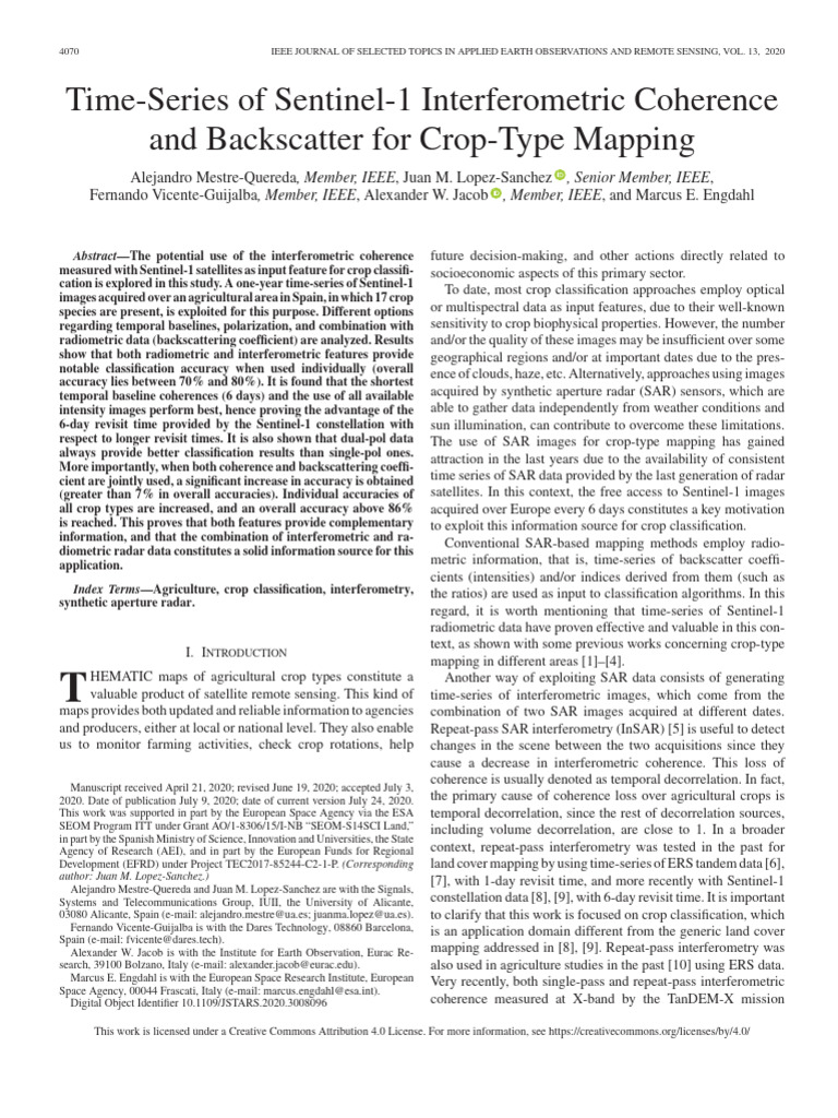 Time-Series of Sentinel-1 Interferometric Coherence and Backscatter For Crop-Type Mapping | PDF ...