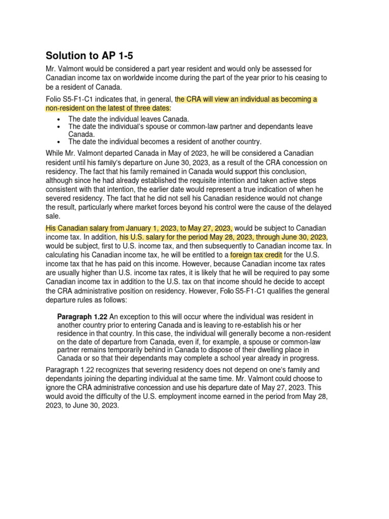 Solution To AP 1-5 | PDF | Income Tax | Taxes