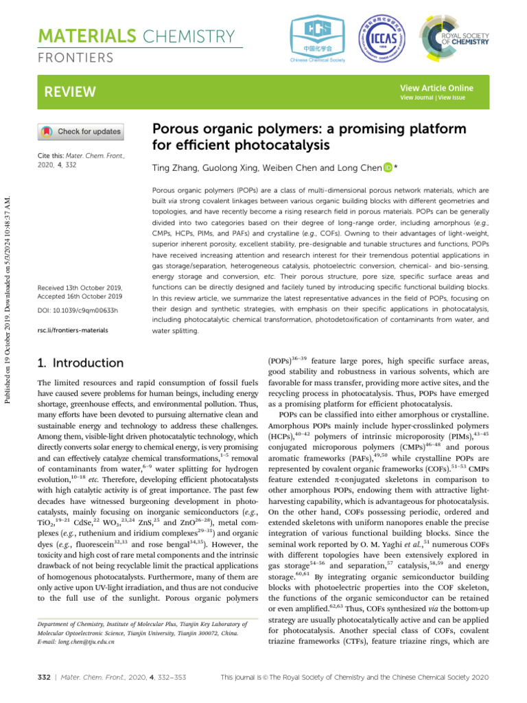 Organic Porous Material - 4 | PDF | Catalysis | Chemical Reactions