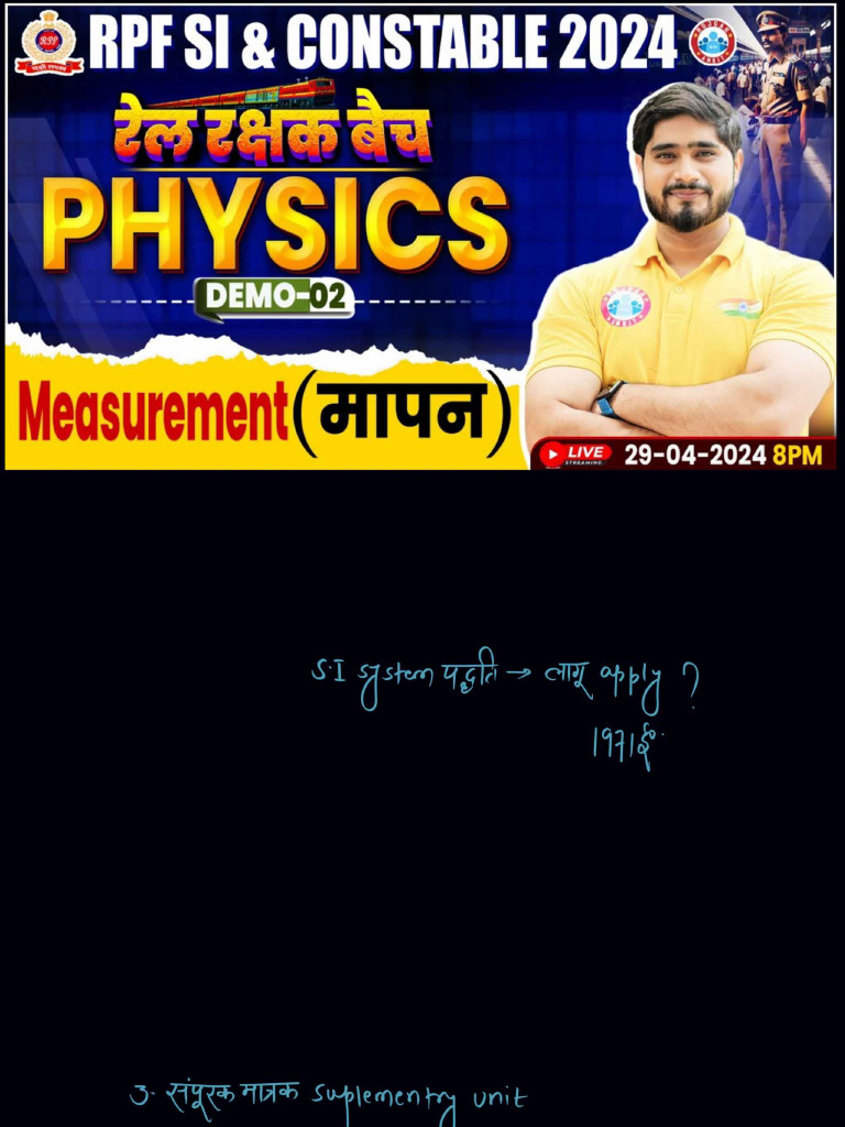 RPF Vacancy 2024 RPF SI Physics Class, Measurements Physics Class | PDF