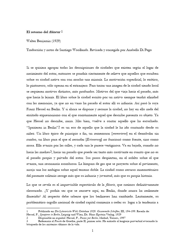 Benjamin - El Retorno de Flaneur - Versión Definitiva | PDF