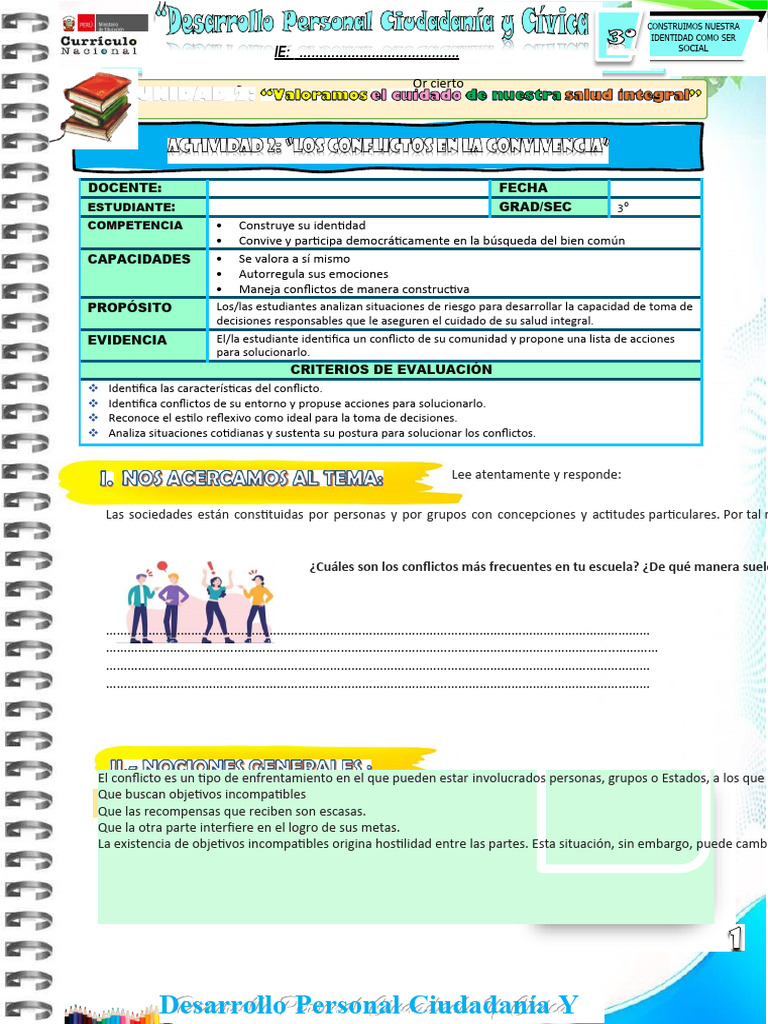 3° DPCC - Actv.6 | PDF | Conflicto (proceso) | Desarrollo personal