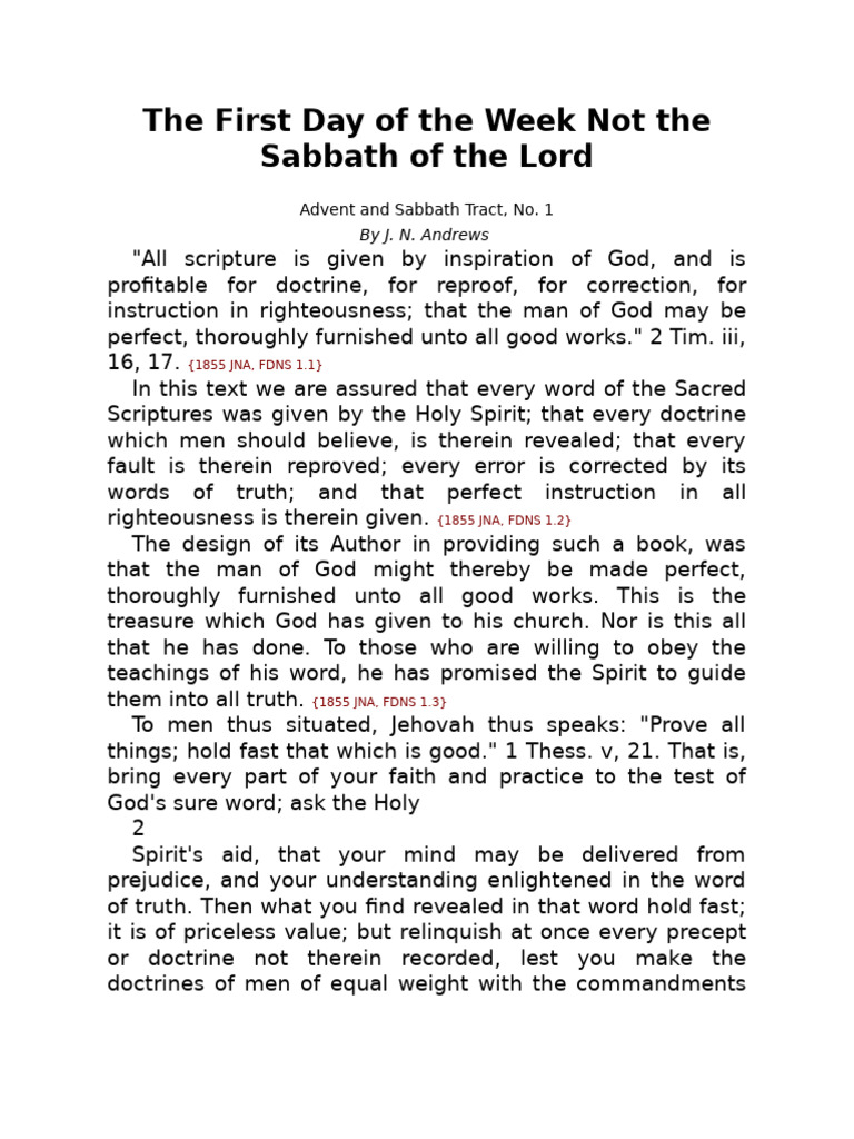 The First Day of The Week Not The Sabbath of The Lord | PDF | Sabbath ...