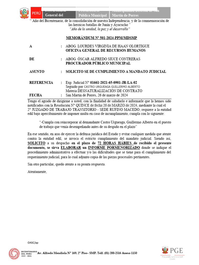 Cumplimiento de Mandato Judicial | PDF | Política