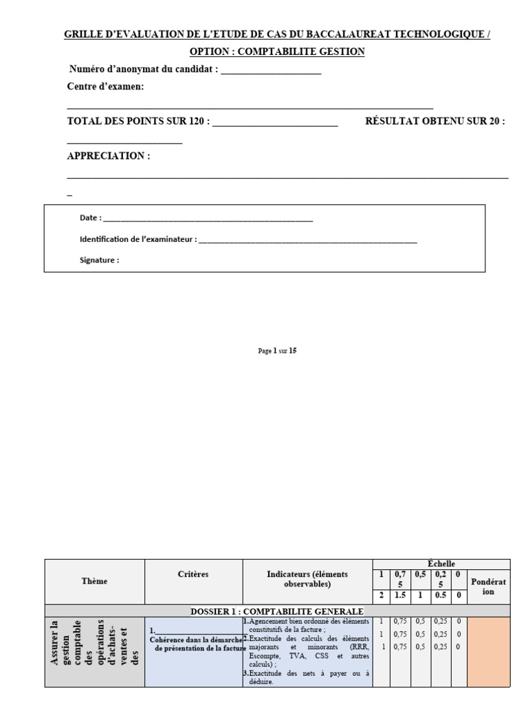Grille D'evaluation Bac Blanc 2024 LTNM | PDF | Comptabilité | Inventaire