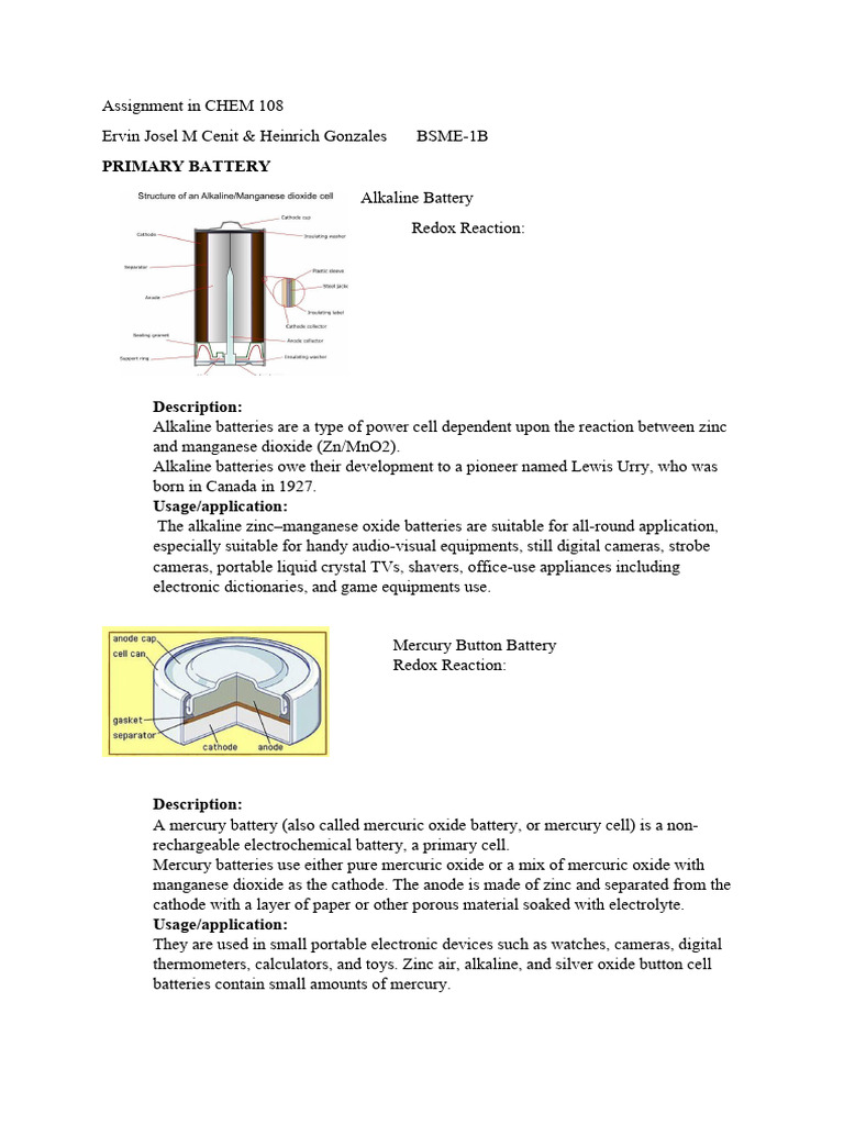 Chemistry Students: Battery Basics | PDF