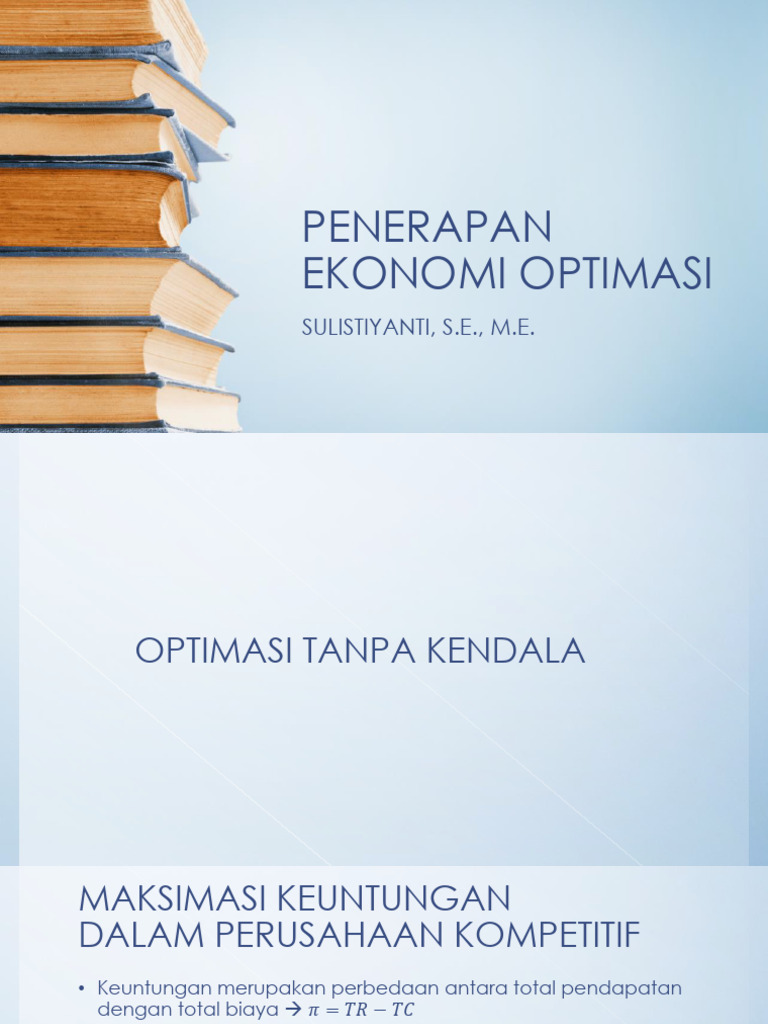 2penerapan Ekonomi Optimasi | PDF | Teknologi & Rekayasa