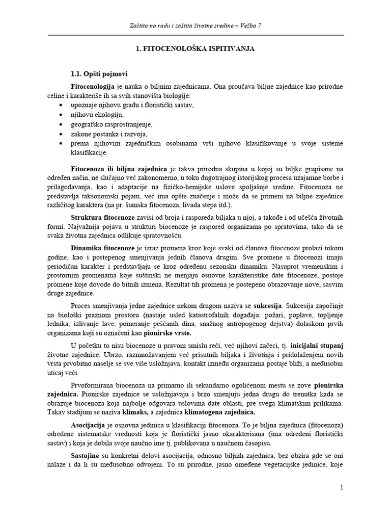 VII-Fitocenološka Ispitivanja | PDF