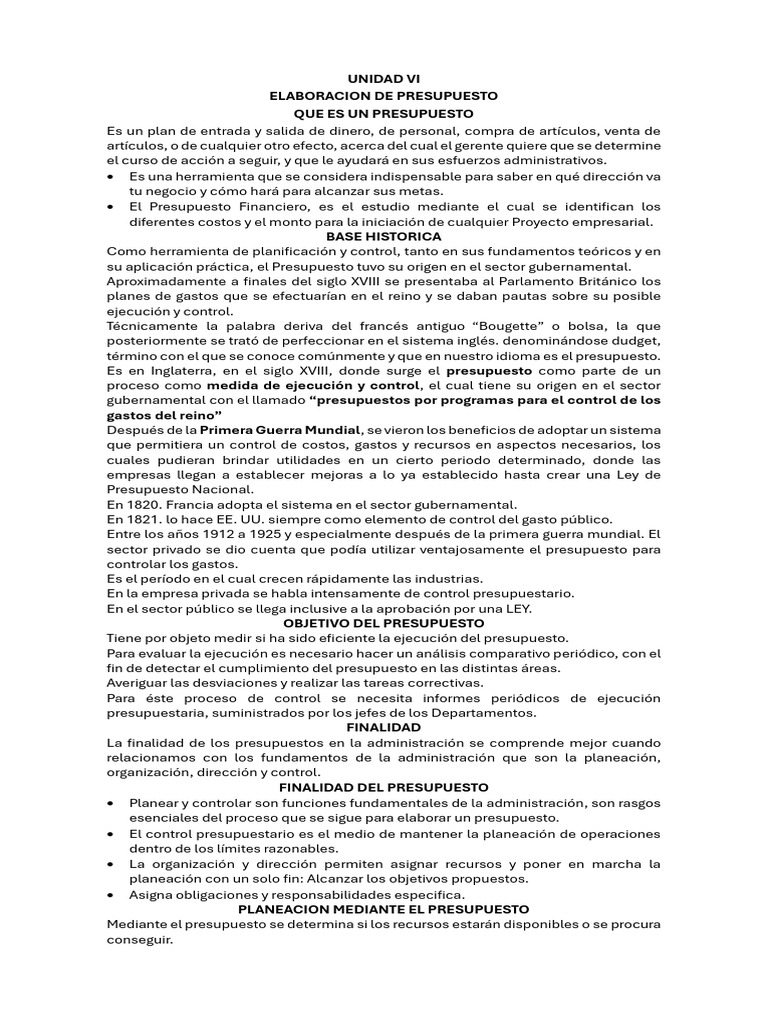 Historia y Tipos de Presupuestos | PDF | Presupuesto | Planificación