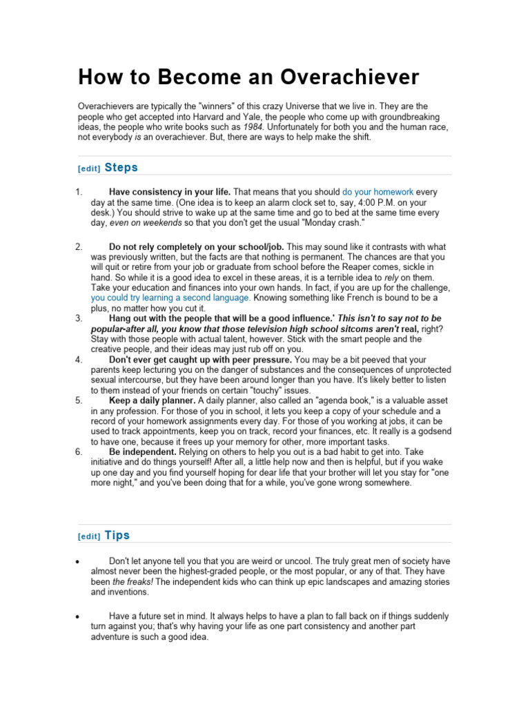 How To Become An Overachiever | PDF