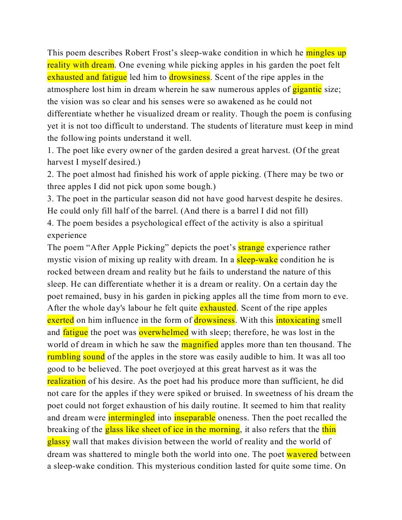 After Apple Picking | PDF | Poetry