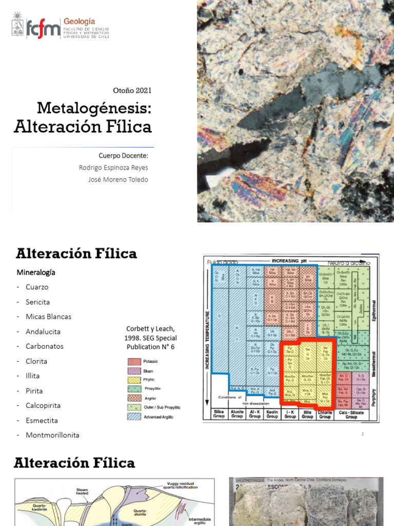 Alteración Fílica y Mineralogía Detallada | PDF | Minerales | Roca ...